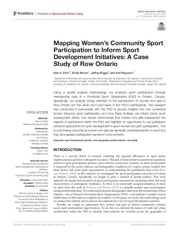 (PDF) Mapping Women's Community Sport Participation to Inform Sport ...