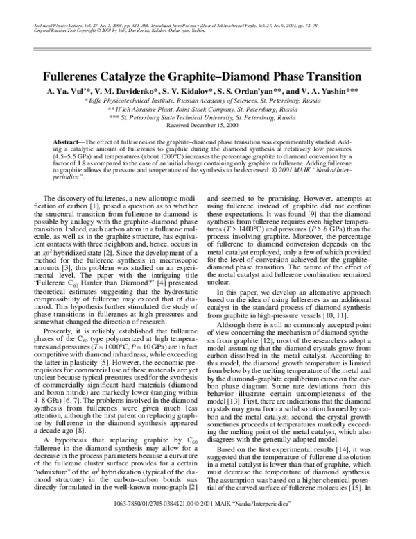 (PDF) Fullerenes catalyze the graphite-diamond phase transition