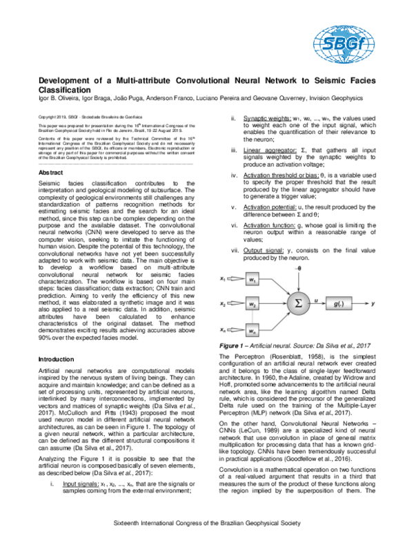 (PDF) Development of a Multi-attribute Convolutional Neural Network to Seismic Facies Classification