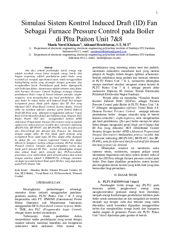 (PDF) Simulasi Sistem Kontrol Induced Draft Fan Sebagai Furnace ...