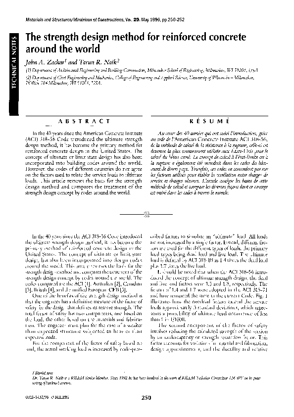 (PDF) The strength design method for reinforced concrete around the world