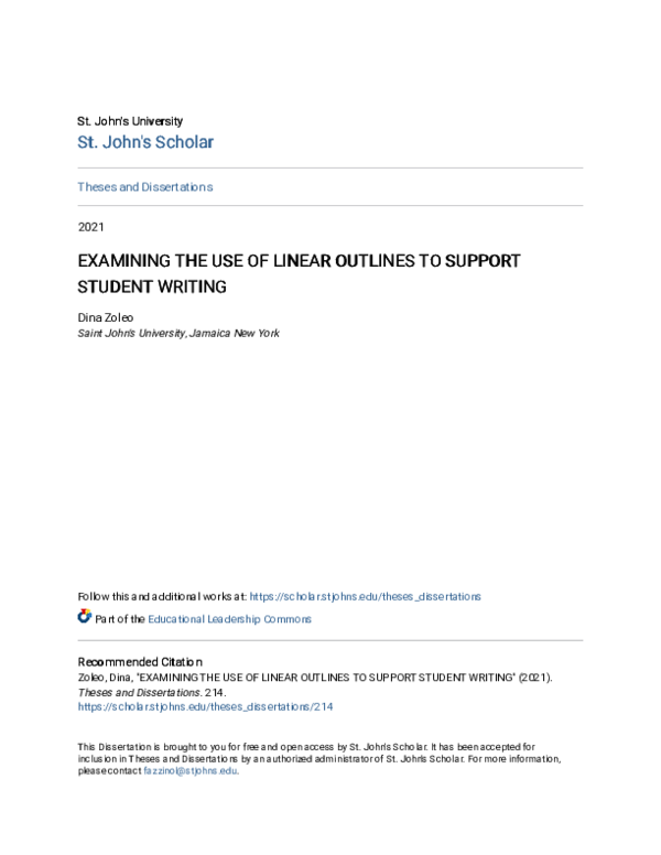 (PDF) Examining the Use of Linear Outlines to Support Student Writing