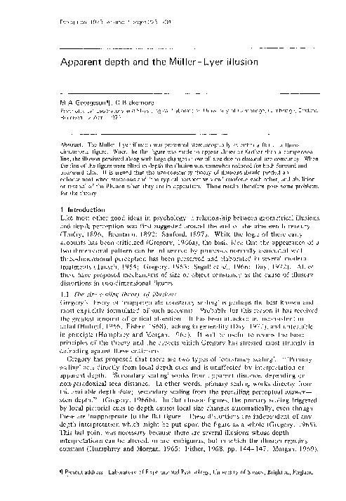 (PDF) Apparent depth and the Müller-Lyer illusion