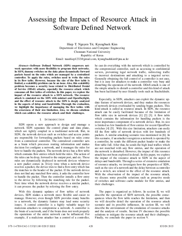 (PDF) Assessing the impact of resource attack in Software Defined Network