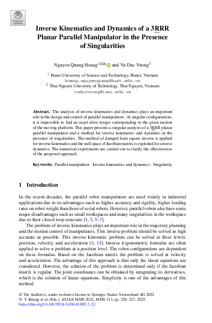 (PDF) Inverse Kinematics and Dynamics of a 3RRR Planar Parallel ...