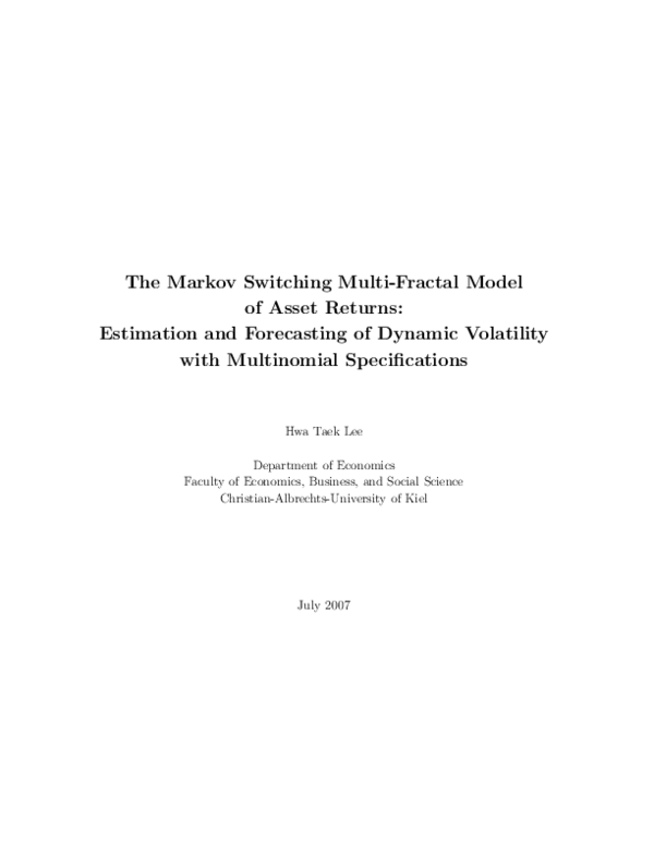 (PDF) The Markov Switching Multi-Fractal Model of Asset Returns: Estimation and Forecasting of ...