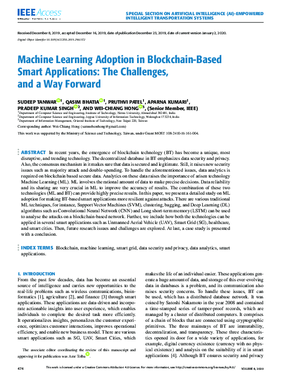 (PDF) Machine Learning Adoption in Blockchain-Based Smart Applications ...