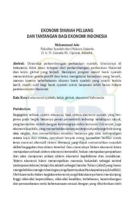 (PDF) Ekonomi Syariah Peluang Dan Tantangan Bagi Ekonomi Indonesia
