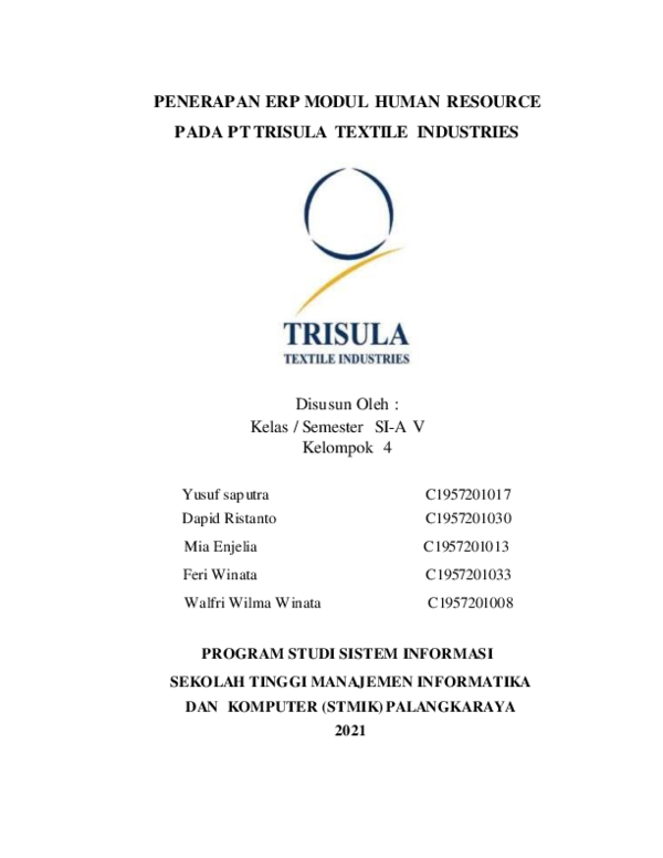 (PDF) PENERAPAN ERP MODUL HUMAN RESOURCE PADA PT TRISULA TEXTILE INDUSTRIES
