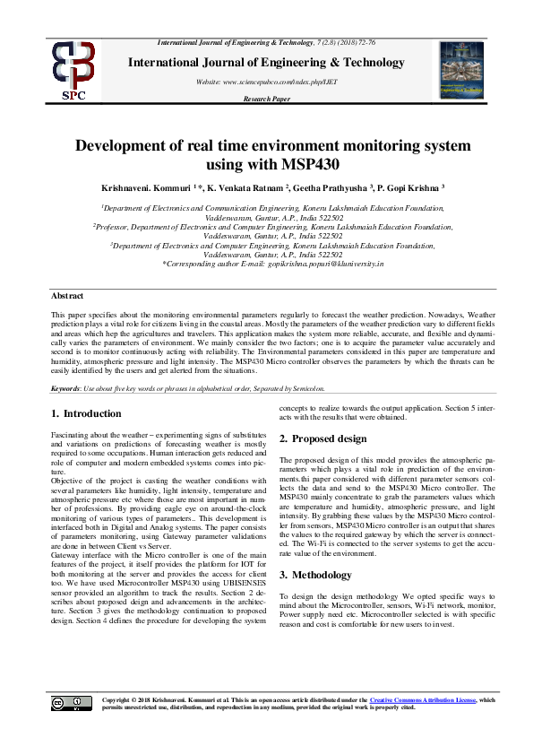 (PDF) Development of real time environment monitoring system using with ...