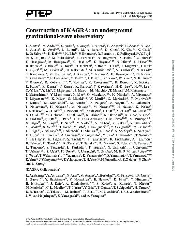 (PDF) Construction of KAGRA: an underground gravitational-wave observatory