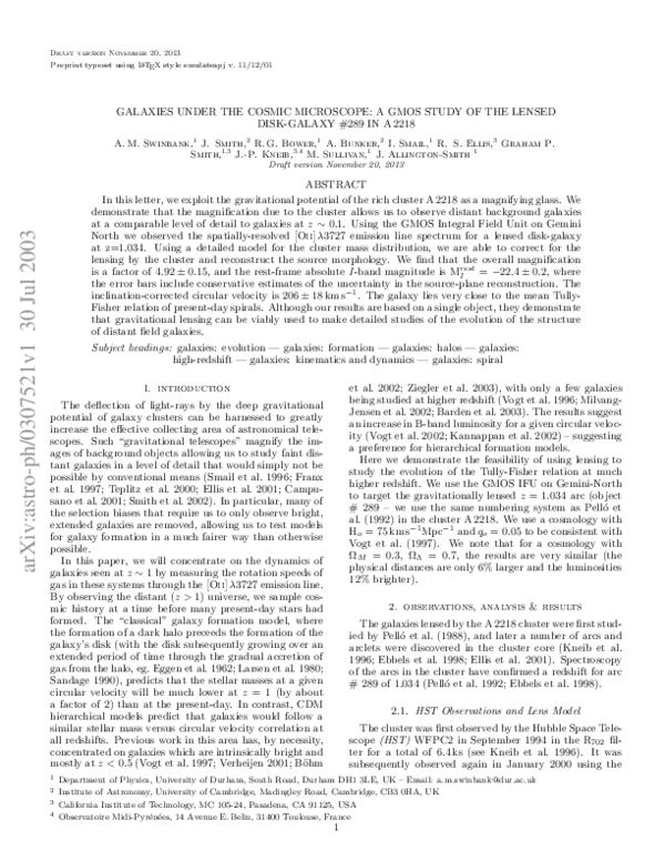 (PDF) Galaxies under the Cosmic Microscope: A Gemini Multiobject ...