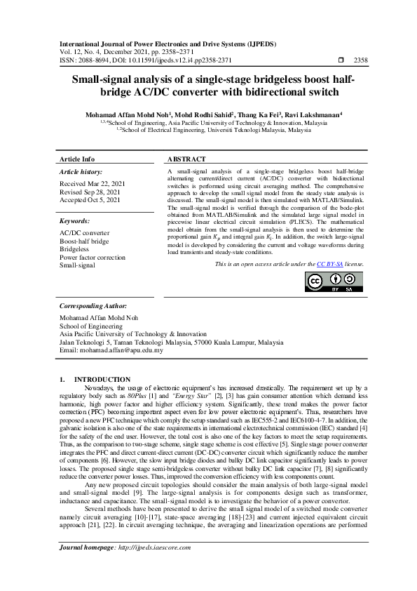 (PDF) Small-signal analysis of a single-stage bridgeless boost ...