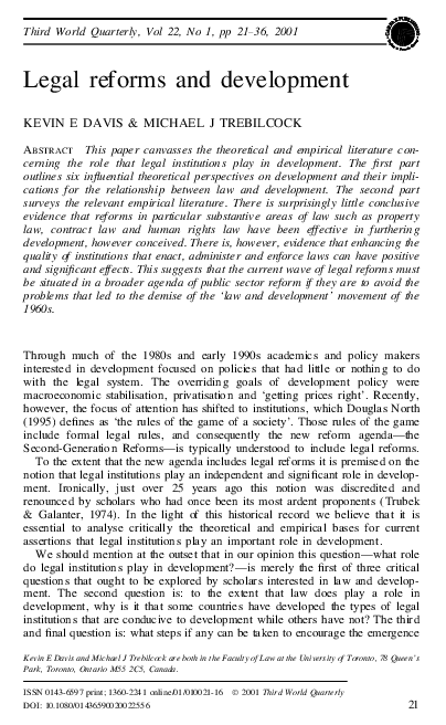 (PDF) Legal reforms and development