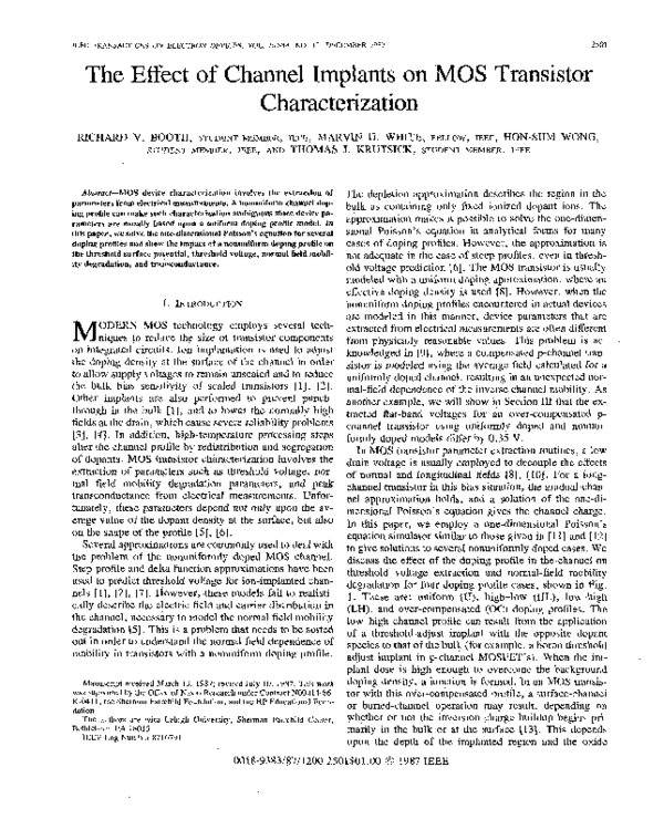(PDF) The effect of channel implants on MOS transistor characterization