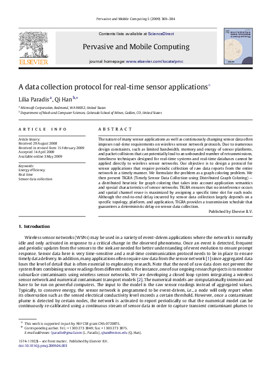 (PDF) A data collection protocol for real-time sensor applications