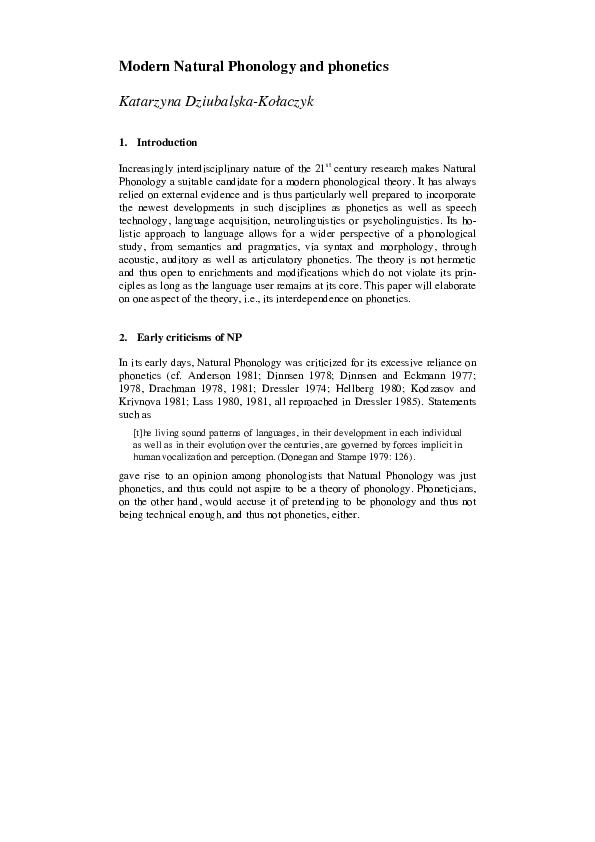 (PDF) Modern Natural Phonology and phonetics