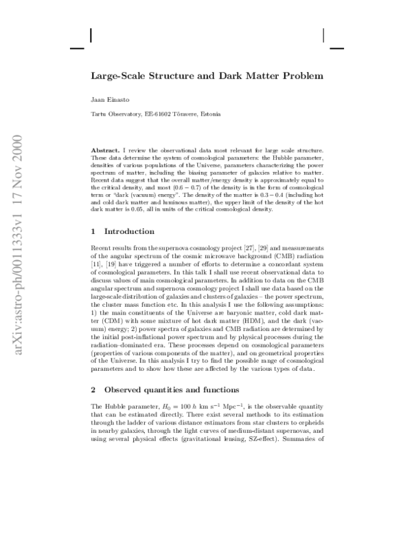 (PDF) Large-Scale Structure and Dark Matter Problem