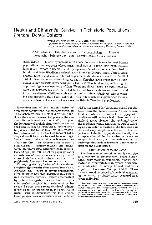 (PDF) Health and differential survival in prehistoric populations ...