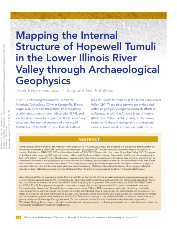 (PDF) Mapping the Internal Structure of Hopewell Tumuli in the Lower ...