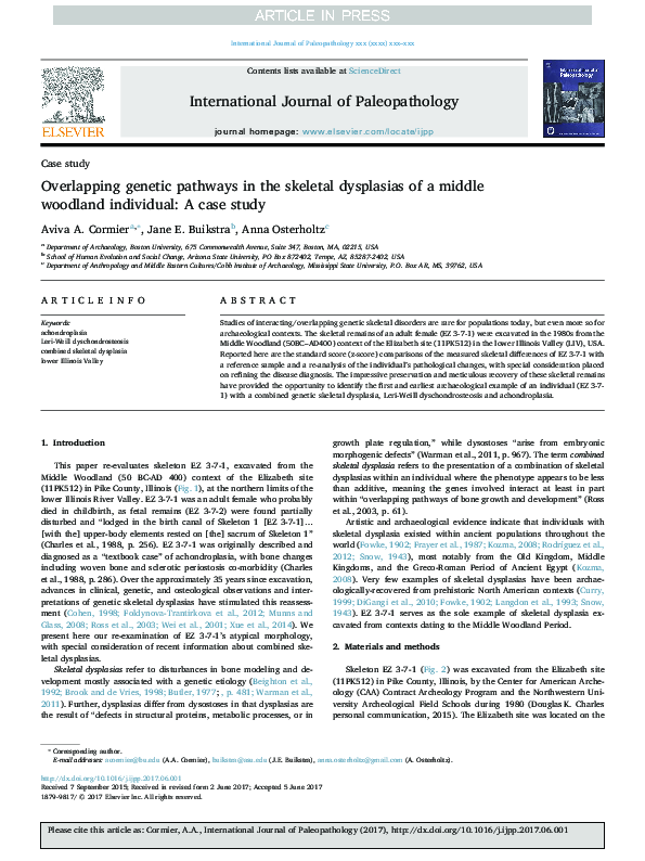 (PDF) Overlapping genetic pathways in the skeletal dysplasias of a ...