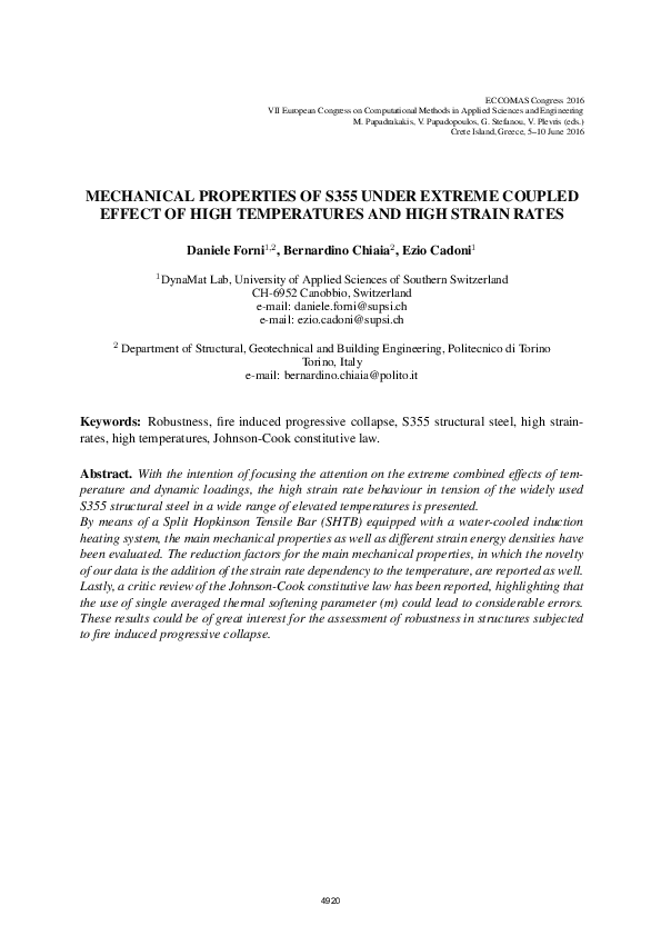 (PDF) Mechanical Properties of S355 Under Extreme Coupled Effect of ...