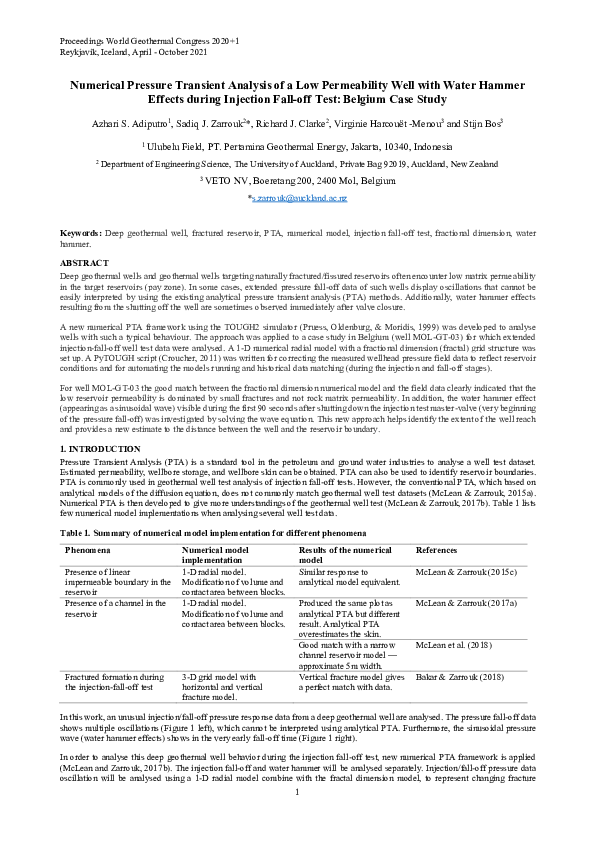 (PDF) Numerical Pressure Transient Analysis of a Low Permeability Well ...