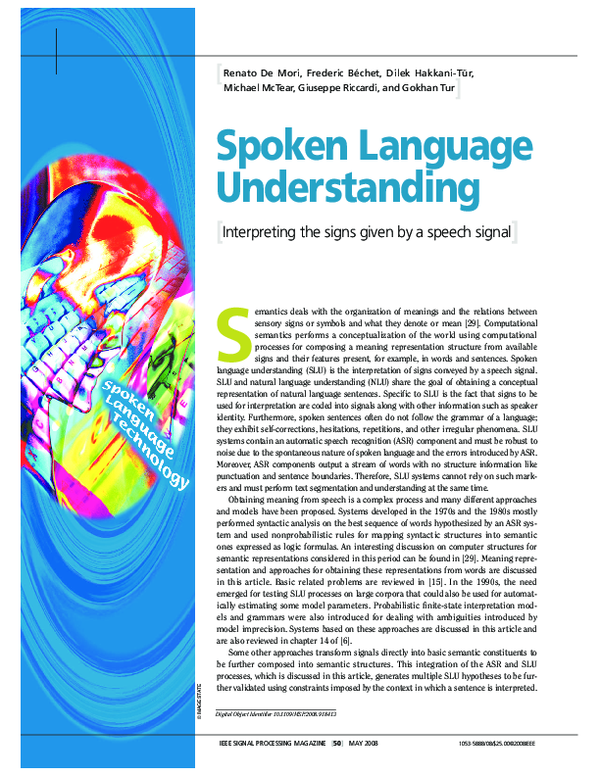 (PDF) Spoken language understanding