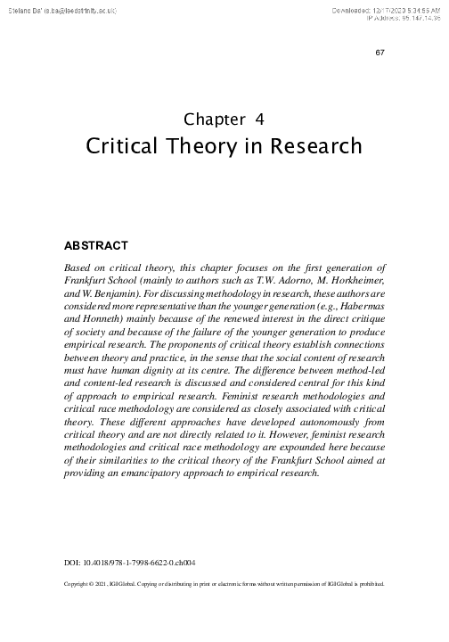 (PDF) Critical Theory in Research