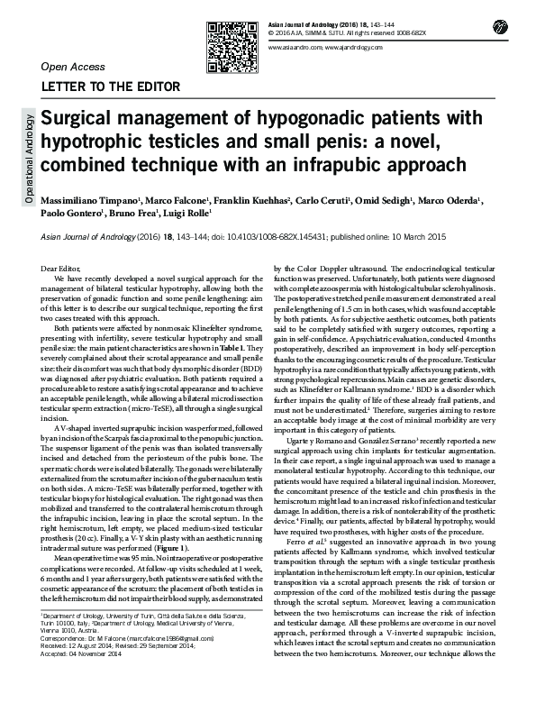 (PDF) Surgical management of hypogonadic patients with hypotrophic ...