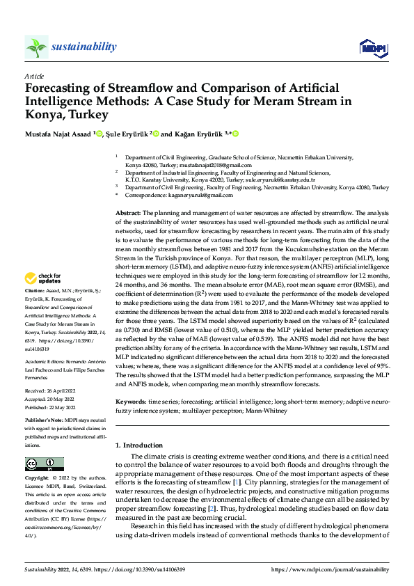 (PDF) Forecasting of Streamflow and Comparison of Artificial Intelligence Methods: A Case Study ...