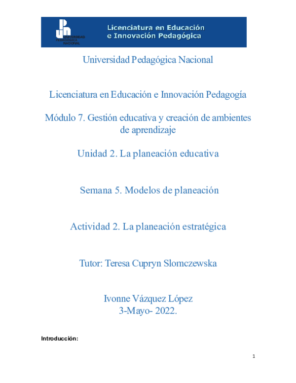 (DOC) Universidad Pedagógica Nacional Licenciatura en Educación e Innovación Pedagogía Módulo 7 ...