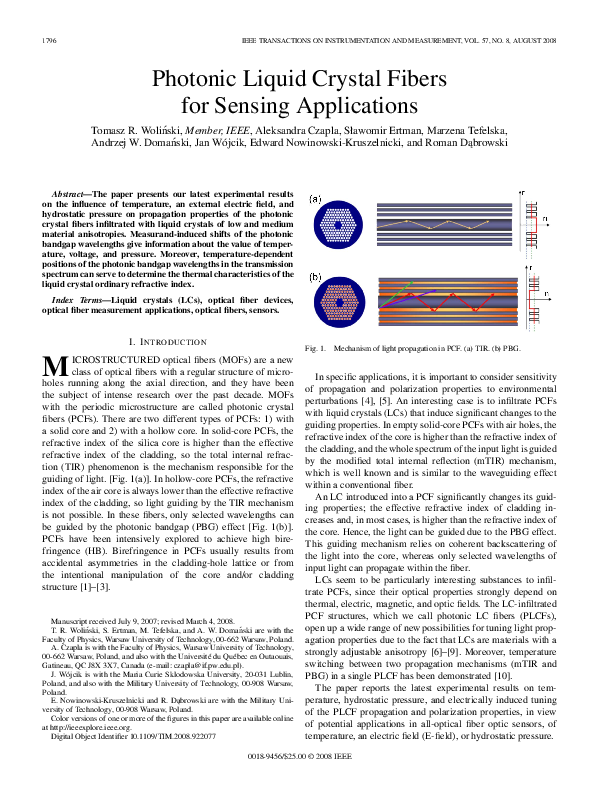 (PDF) Photonic Liquid Crystal Fibers for Sensing Applications