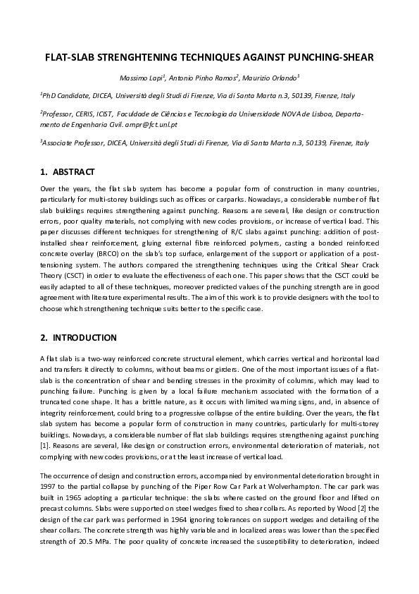 (PDF) Flat slab strengthening techniques against punching-shear