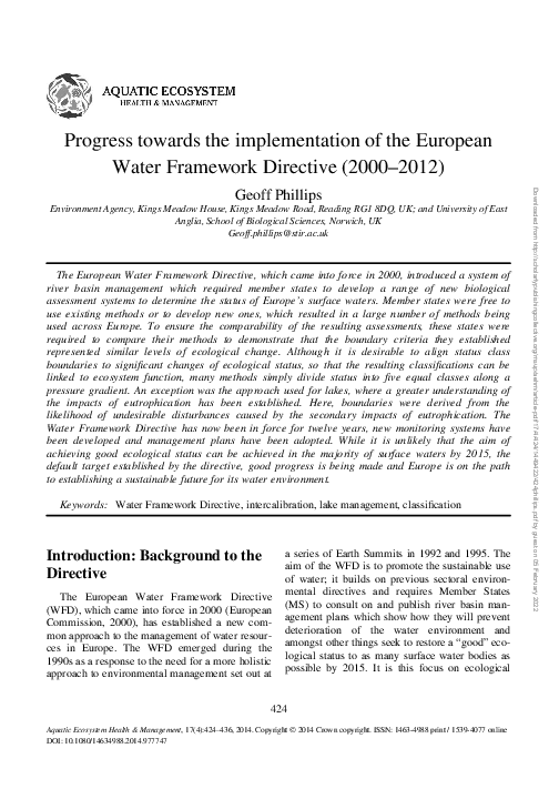 (PDF) Progress towards the implementation of the European Water ...