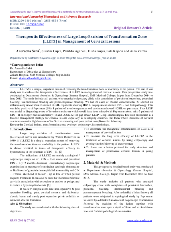 (PDF) Therapeutic Effectiveness of Large Loop Excision of ...