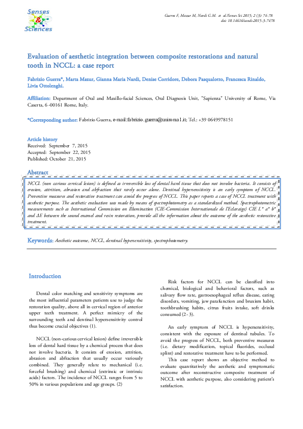 (PDF) Evaluation of aesthetic integration between composite restorations and natural tooth in ...