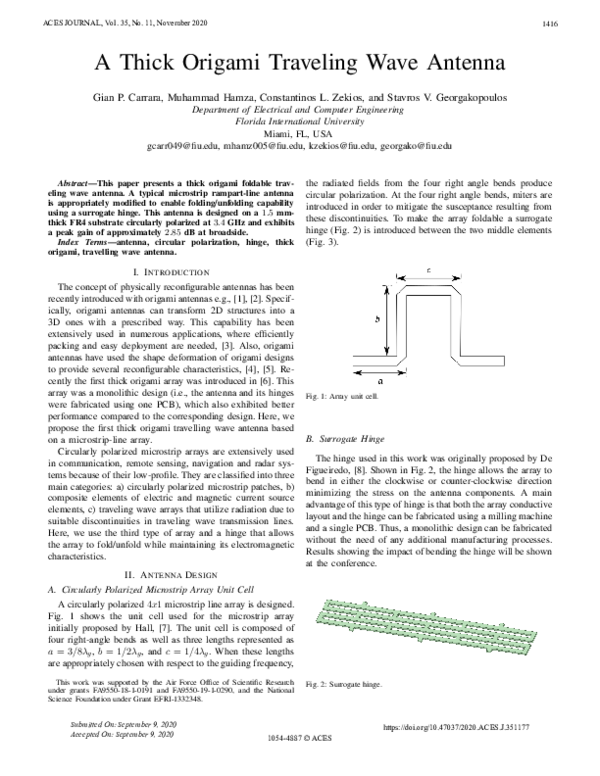 (PDF) A Thick Origami Traveling Wave Antenna | Muhammad Hamza ...