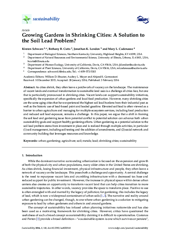 (PDF) Growing Gardens in Shrinking Cities: A Solution to the Soil Lead ...