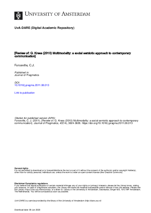 Pdf Multimodality A Social Semiotic Approach To Contemporary Communication