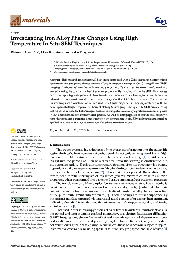 (PDF) Investigating Iron Alloy Phase Changes Using High Temperature In ...