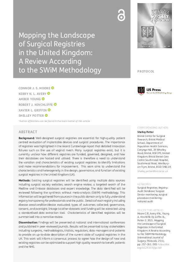 Pdf Mapping The Landscape Of Surgical Registries In The United Kingdom A Review According To