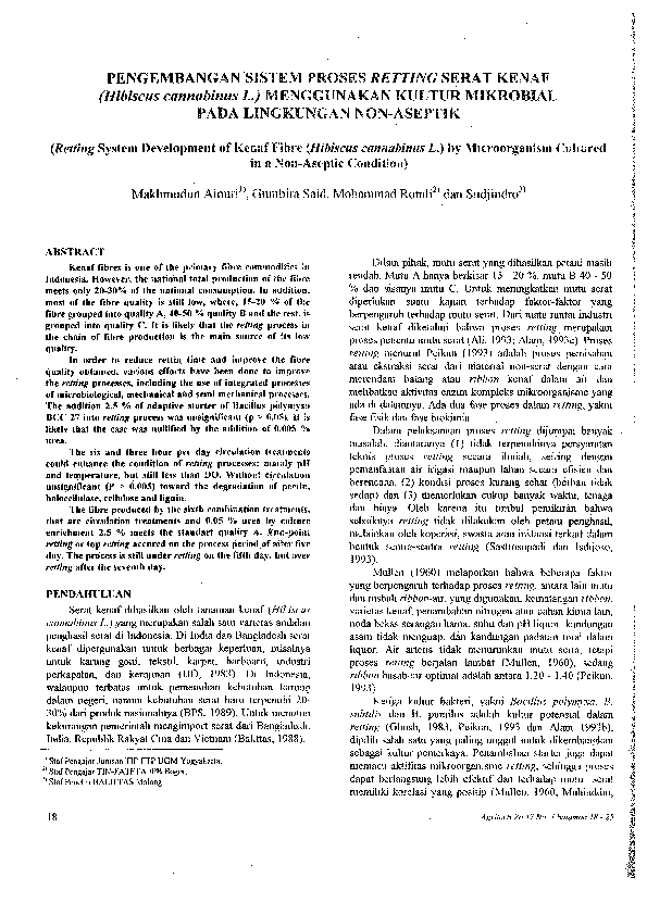 (PDF) Pengembangan Sistem Proses Retting Serat Kenaf (Hibiscus ...