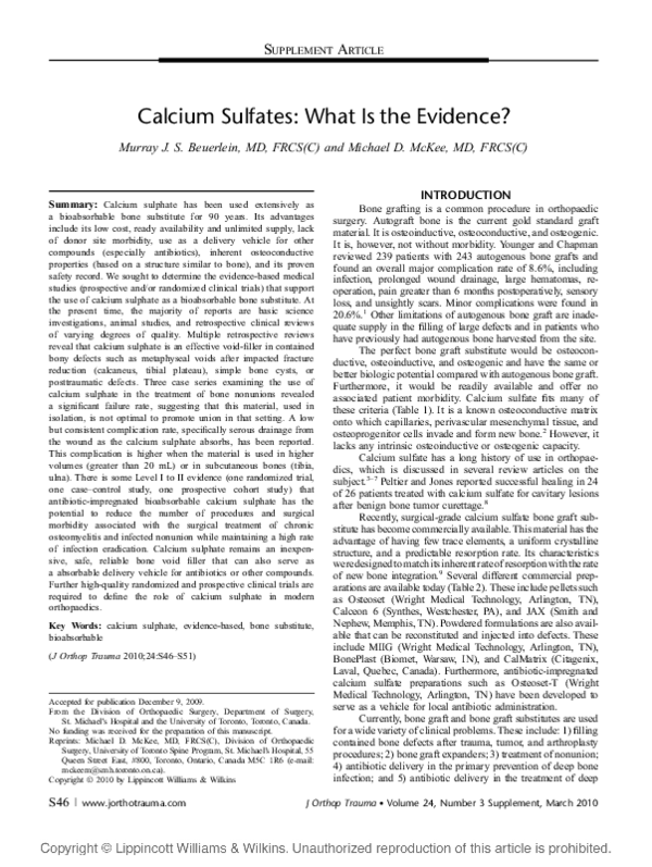 (PDF) Calcium Sulfates: What Is the Evidence?