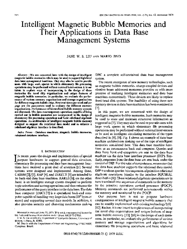 (PDF) Intelligent Magnetic Bubble Memories and Their Applications in ...