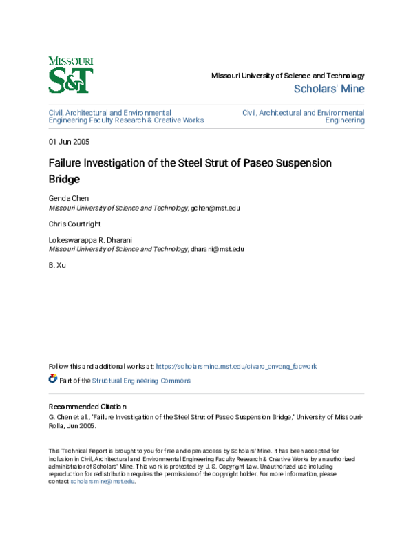 (PDF) Failure Investigation of the Steel Strut of Paseo Suspension Bridge