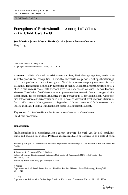 (PDF) Perceptions of Professionalism Among Individuals in the Child ...