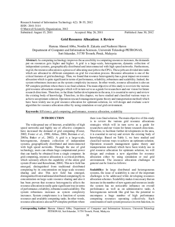 Pdf Grid Resource Allocation A Review