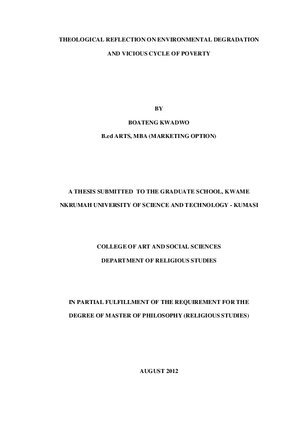 (PDF) Theological Reflection on Environmental Degradation And Vicious ...