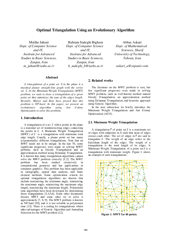 (PDF) Optimal Triangulation Using an Evolutionary Algorithm